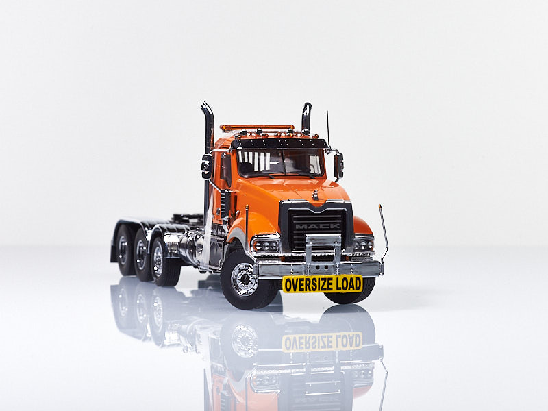 Mack Titan Tri-axle Tractor / Orange over Black - MiniCarWorld