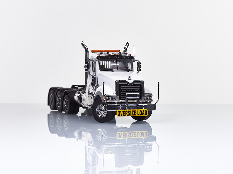 Mack Titan Tri-axle Tractor / White over Black - MiniCarWorld